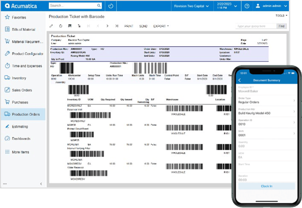 Manufacturing Data Collection with MYOB Advanced